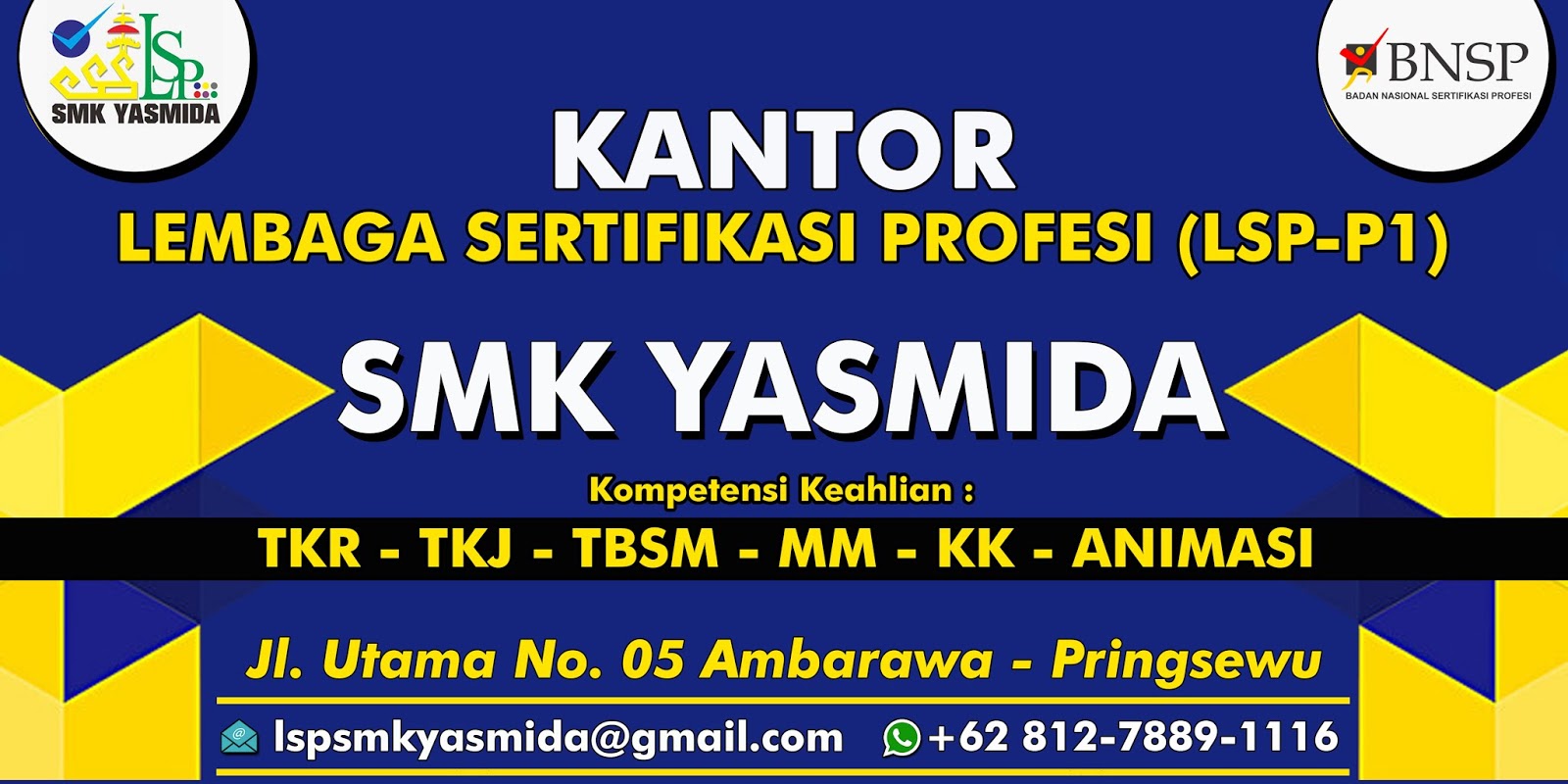 Desain Banner LSP P1 SMK Yasmida - ZERO COMPUTER | Ambarawa - Pringsewu