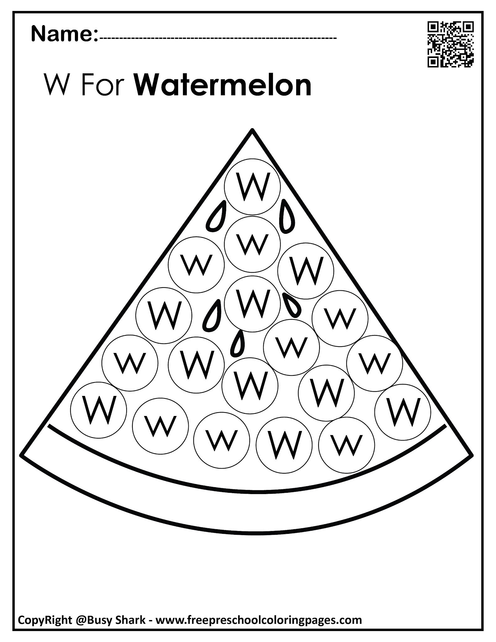 Letter W "10 free Dot Markers coloring pages"