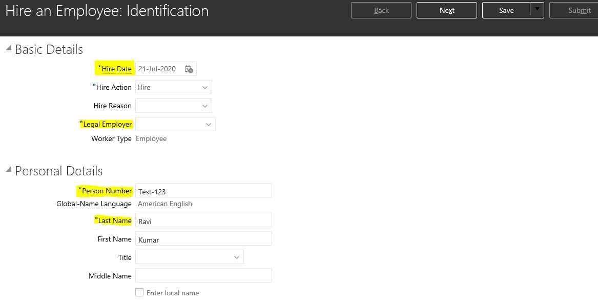 Oracle Application's Blog: How to create Employee in Oracle Fusion