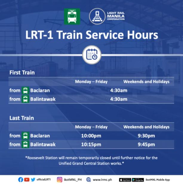 LIST: LRT, MRT, PNR schedule Christmas Holidays 2020, New Year