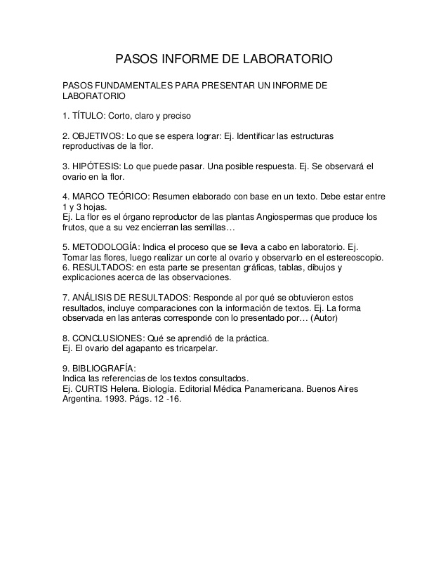BIOLOGÍA Y GEOLOGÍA: 4ºESO D- CÓMO ELABORAR UN INFORME DE LABORATORIO