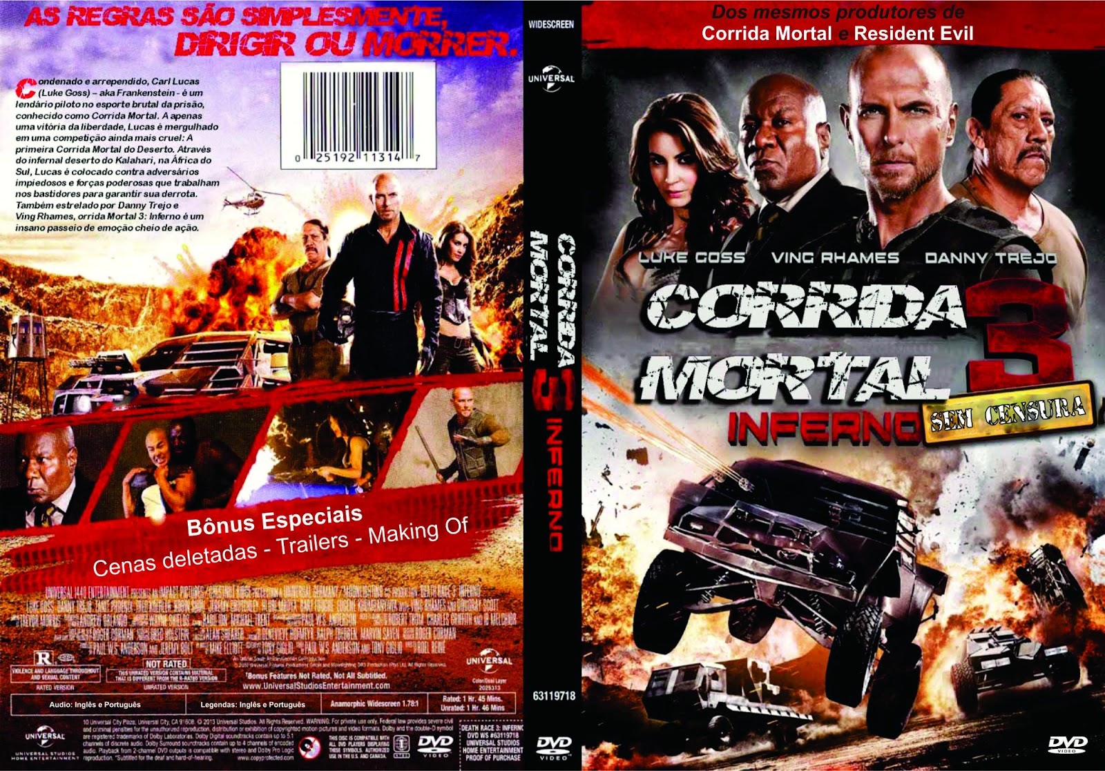 Capa do Filme Corrida Mortal 3 Capas de DVDs - Capas de Filmes e Capas ...