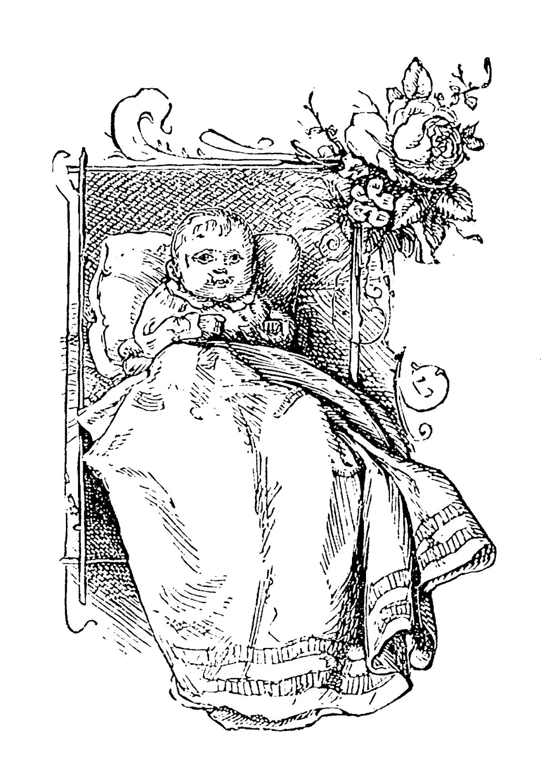 Digital Stamp Design: Victorian Baby Image Clip Art Pencil Drawing ...