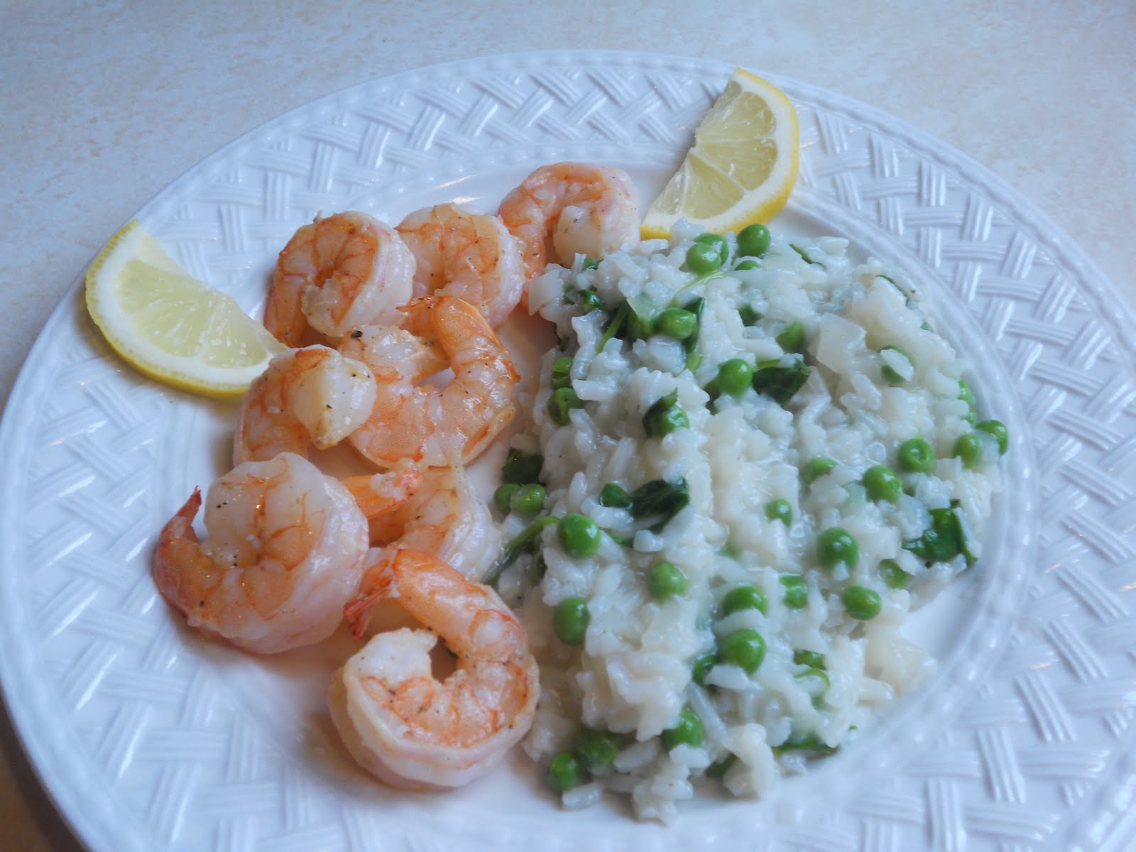 Spring Risotto with Lemon Shrimp