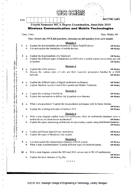 Visvesvaraya Technological University MCA. (CBCS) Fourth Semester 16 ...