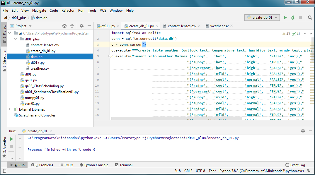 Prototype Project Decision Tree 01 Python Data From Sqlite Db And File Functionality