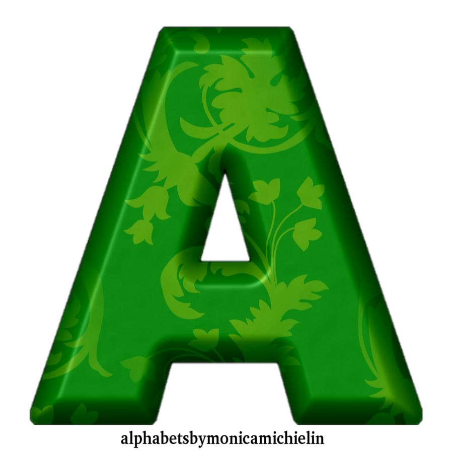 M Michielin Alphabets Green Ornament Texture Alphabet Png Alfabeto