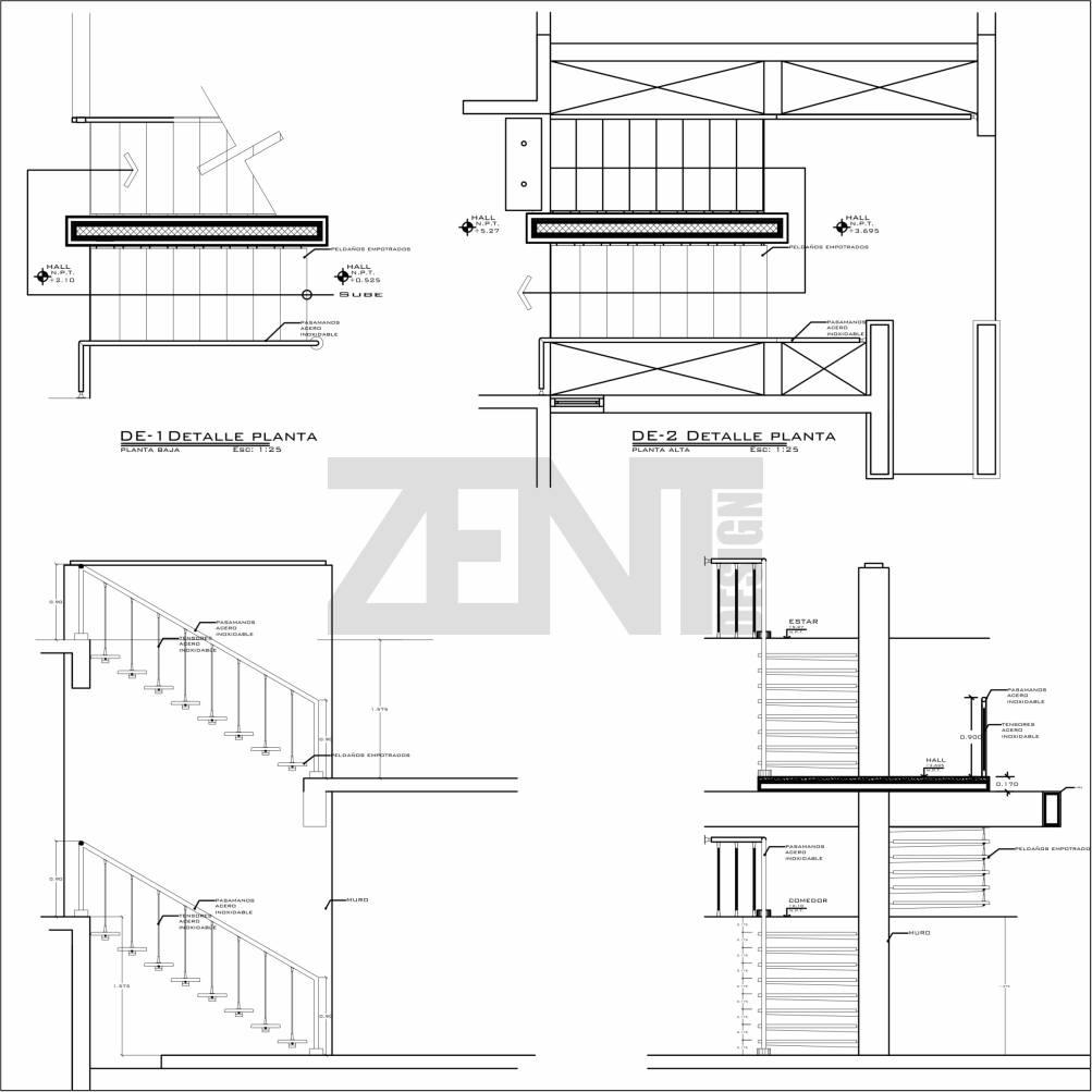 ESCALERAS METALICAS / PLANOS - Metal Stairs ~ ZENT DESIGN 2D