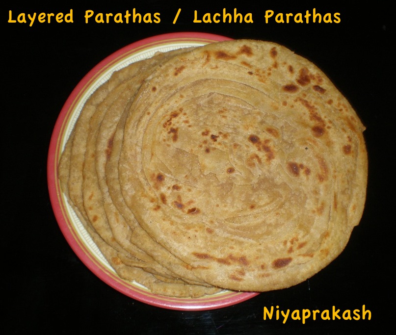 Niya's World: Whole wheat Layered Parathas / Lachha Parathas