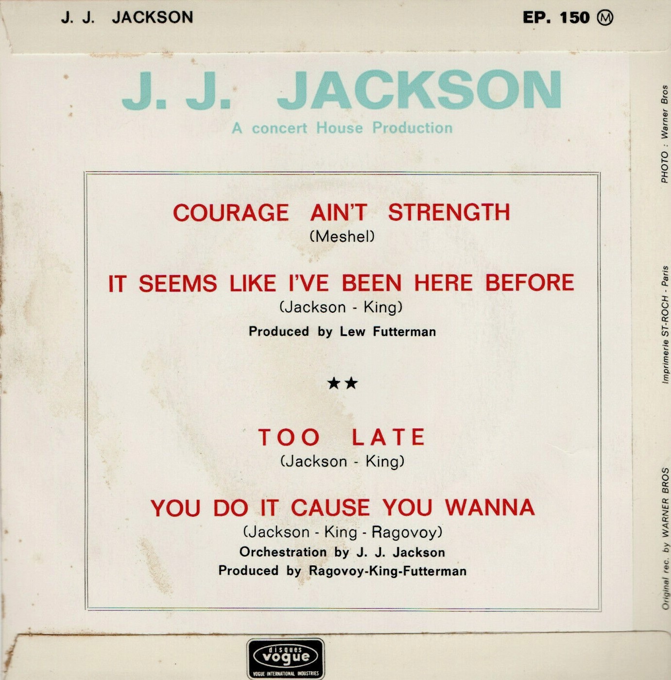 Les EPs Fran ais JJ JACKSON 1966 FR WARNER BROS 150 Courage Ain les-eps-fran-ais-jj-jackson-1966-fr-warner-bros-150-courage-ain