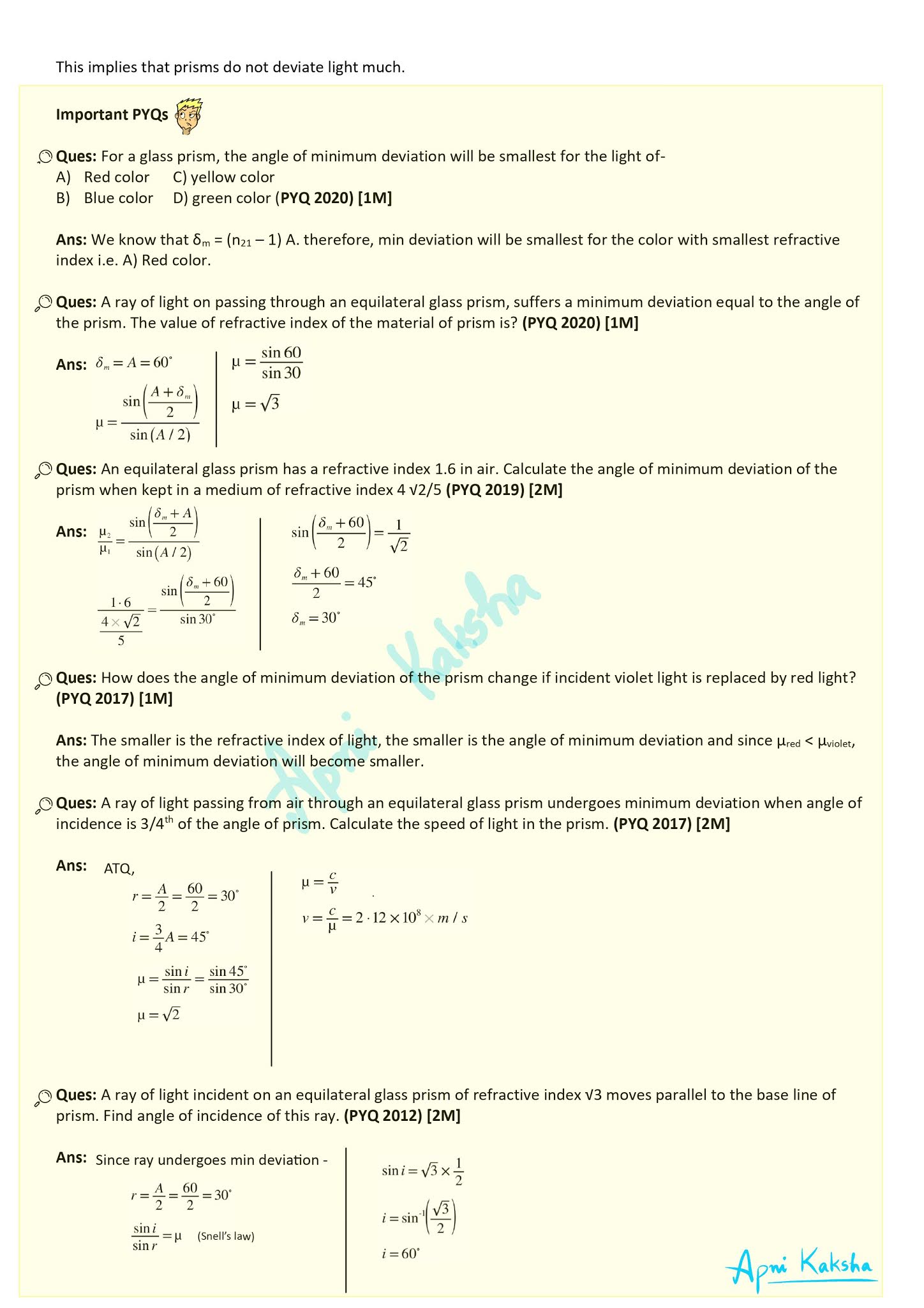 Class 12 Physics Chapter 9-Ray Optics And Optical Instruments Notes PDF ...