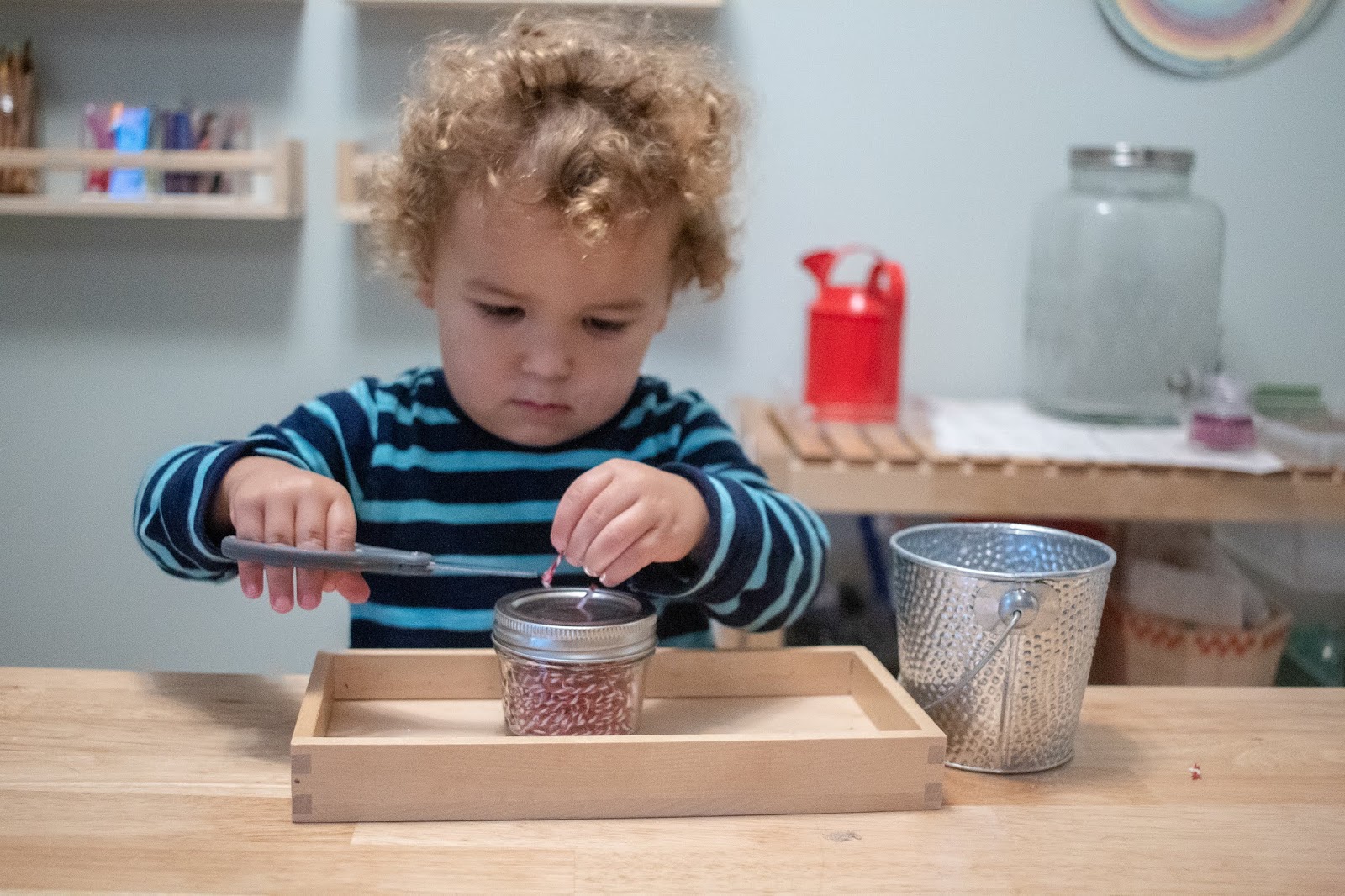 DIY Montessori Toddler Scissor Snipping Activity