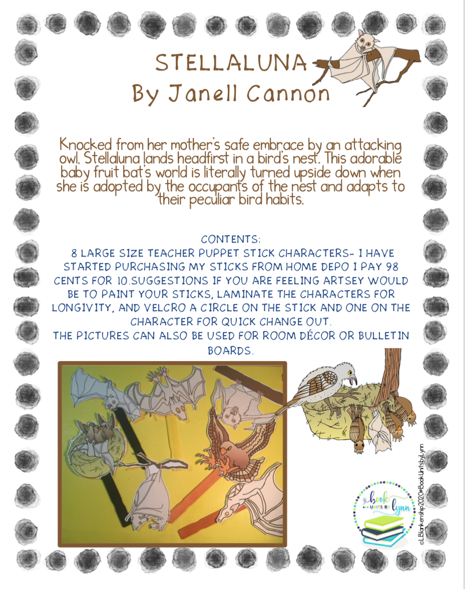 STELLALUNA TEACHER PUPPET STICKS ~ Book Units by Lynn