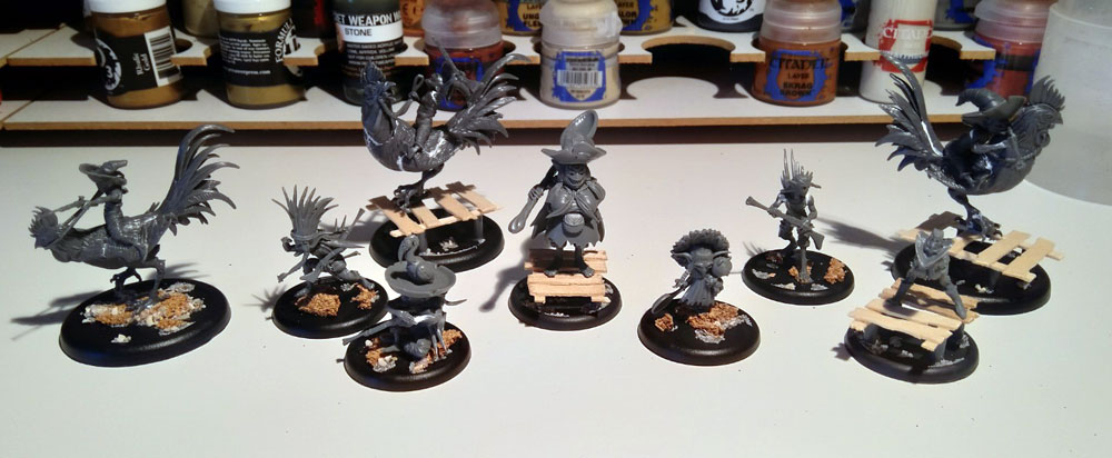 Malifaux Bayou Gremlins with Sketch Style: Mah Tucket and Rooster Riders
