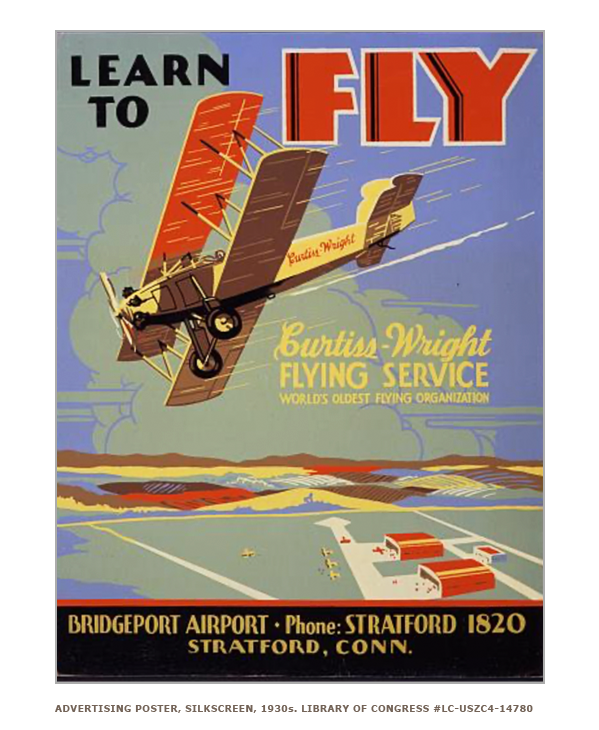 Little Sunny Studio: Color Palette: Silkscreen Poster "Learn to Fly" 1930s