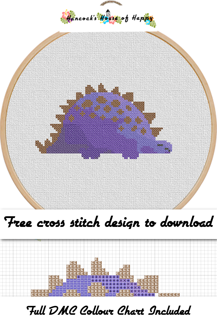 hancock's house of happy: Dinotastic! Five Free Dinosaur Cross Stitch ...