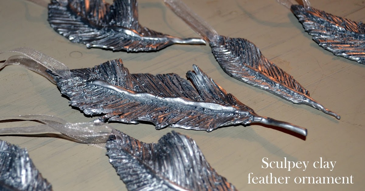 Sculpey clay feather ornament tutorial