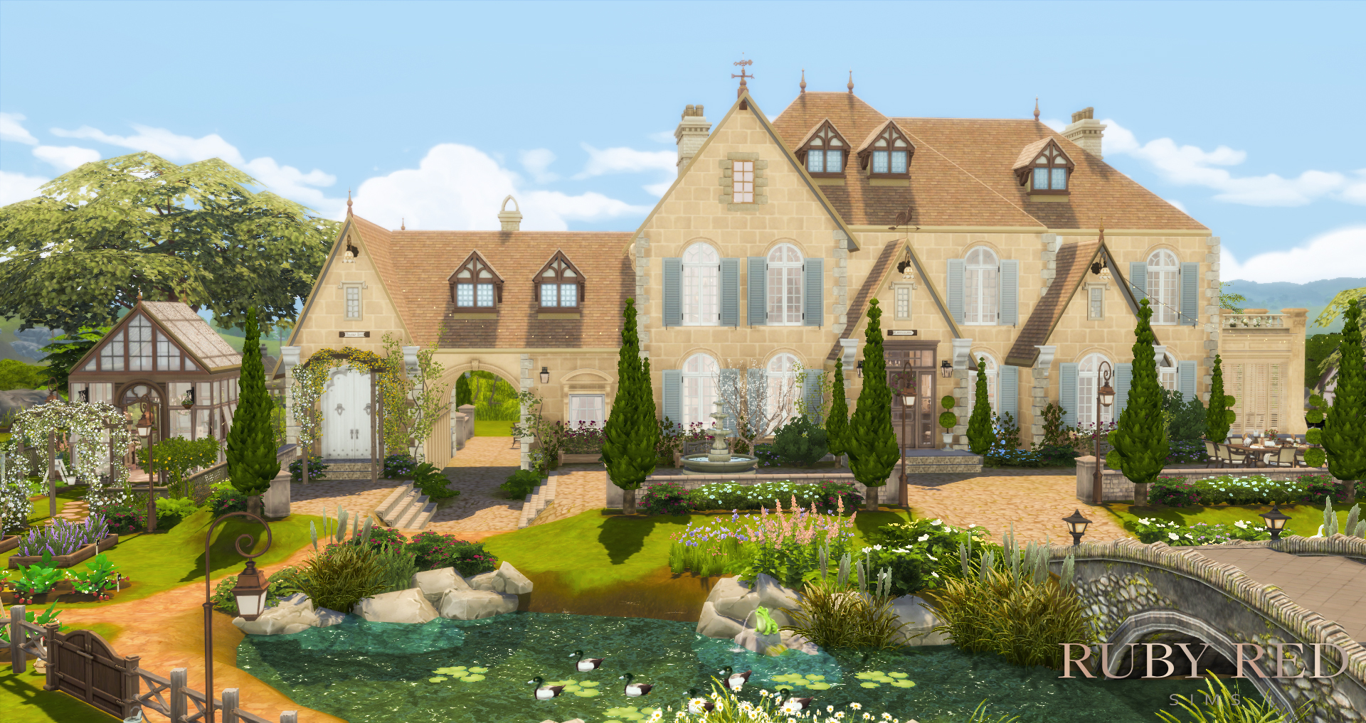 August: S4 Lakeside Manor 法式農莊 [Ruby Red Sims]