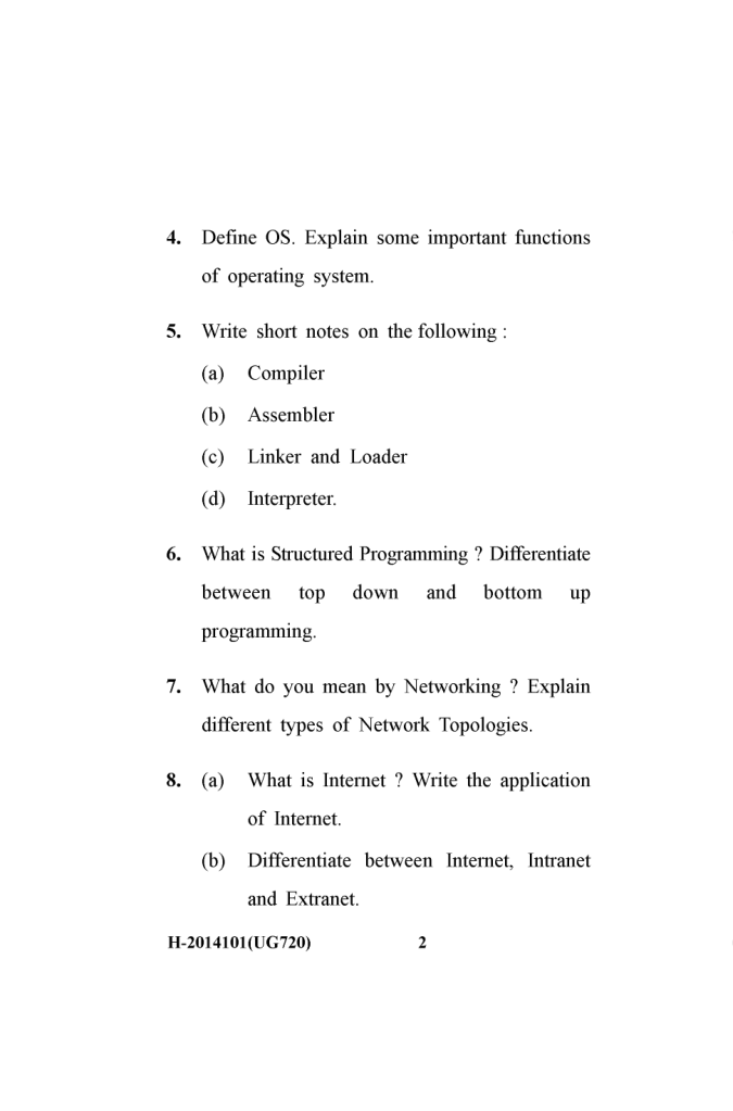 BCA- Computer Fundamental Old Question Paper