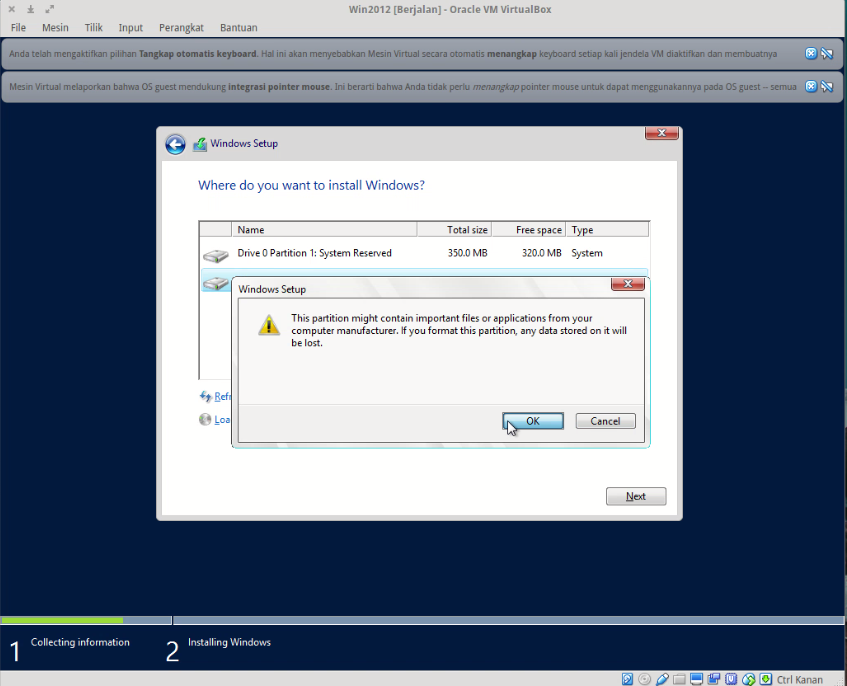 Install Windows Server 2012 Core Edition - Virtualbox - Instalasi - Ku