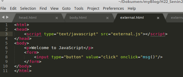Papanbelajar: JavaScript : Cara penulisan dan penempatan