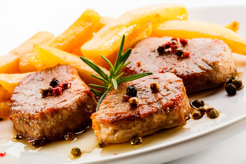 Carne de cerdo con durazno