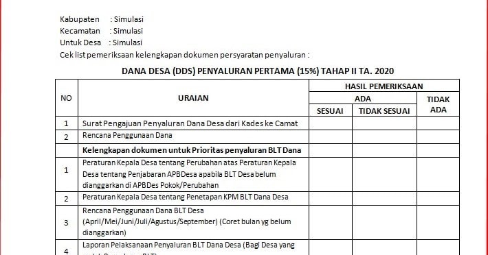 Dokumen Penyaluran Dana Desa Tahun 2020 - Juragan Desa