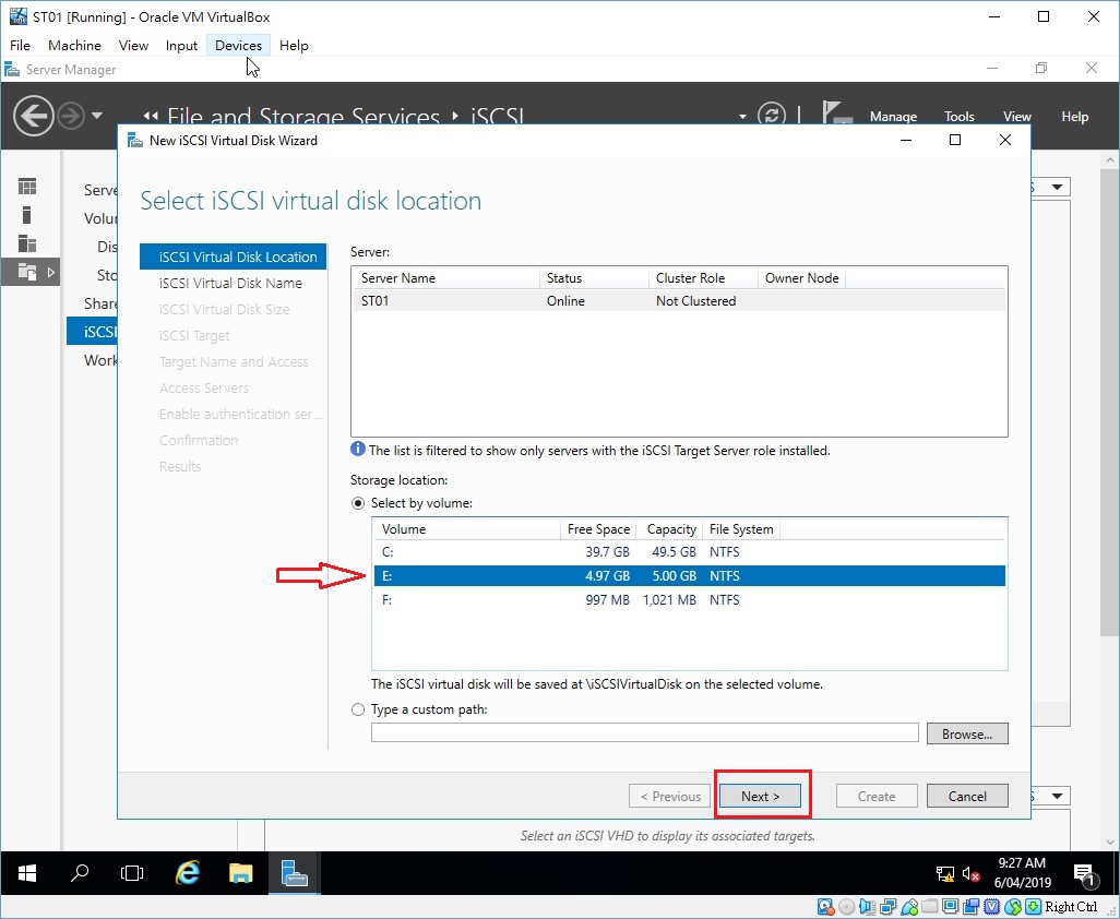 JamesPCSchool: Failover Cluster Chapter 2 - iscsi Storage