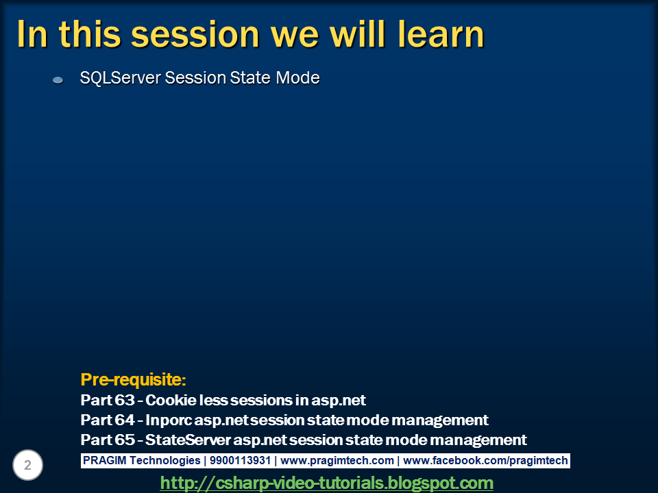 Sql Server Net And C Video Tutorial Part 66 Sqlserver Session State Mode