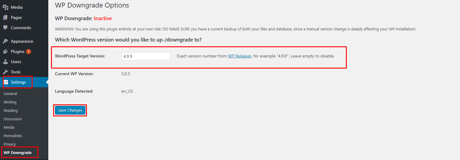 Cara Downgrade Versi Wordpress Aman, Cepat & Mudah - Sahretech
