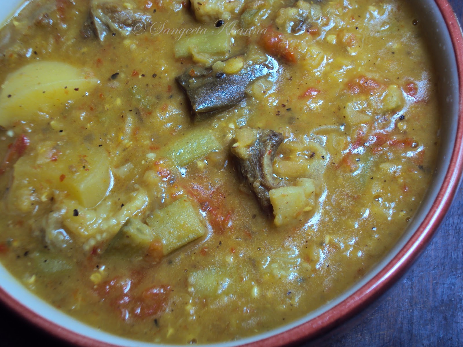 mutton dalcha .... goat meat and vegetables cooked with lentils..