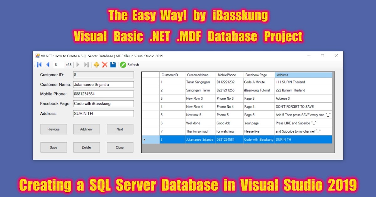 VB.NET : The Easy Way : How to Connect to SQL Server Database File (.mdf) in Visual Studio 2019