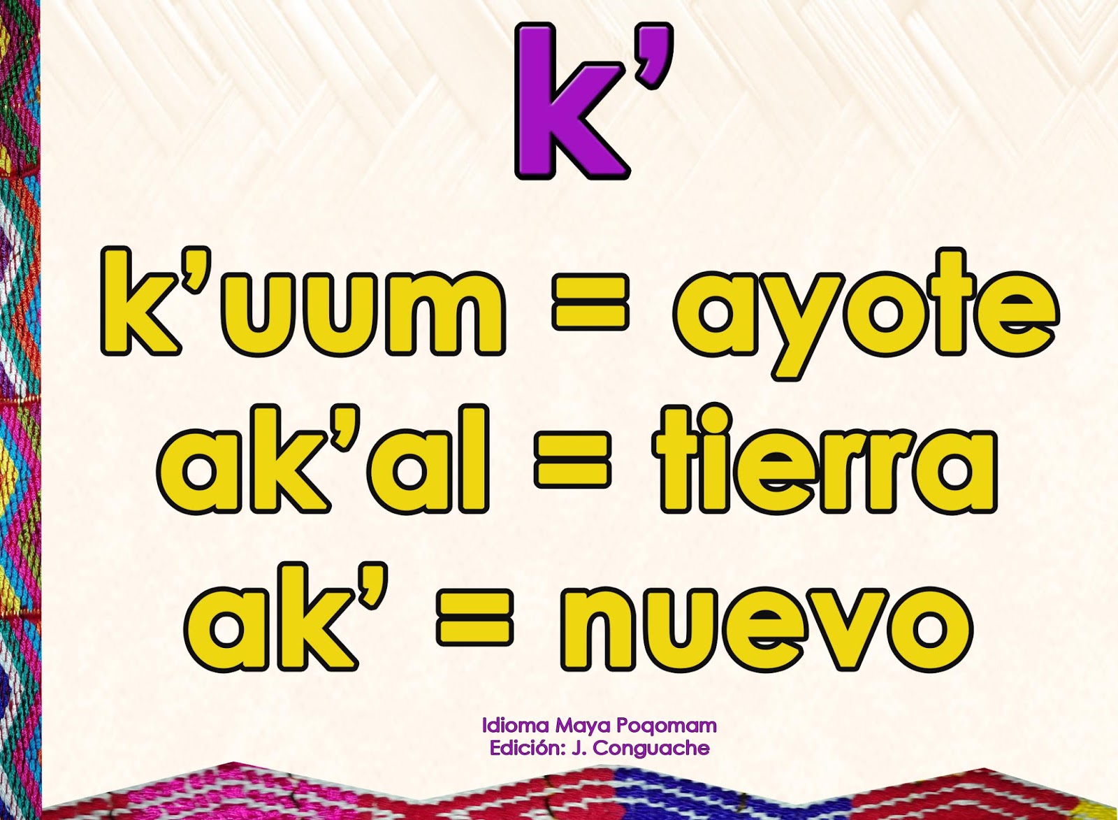 APRENDIZAJE DEL IDIOMA MAYA POQOMAM: ALFABETO POQOMAM