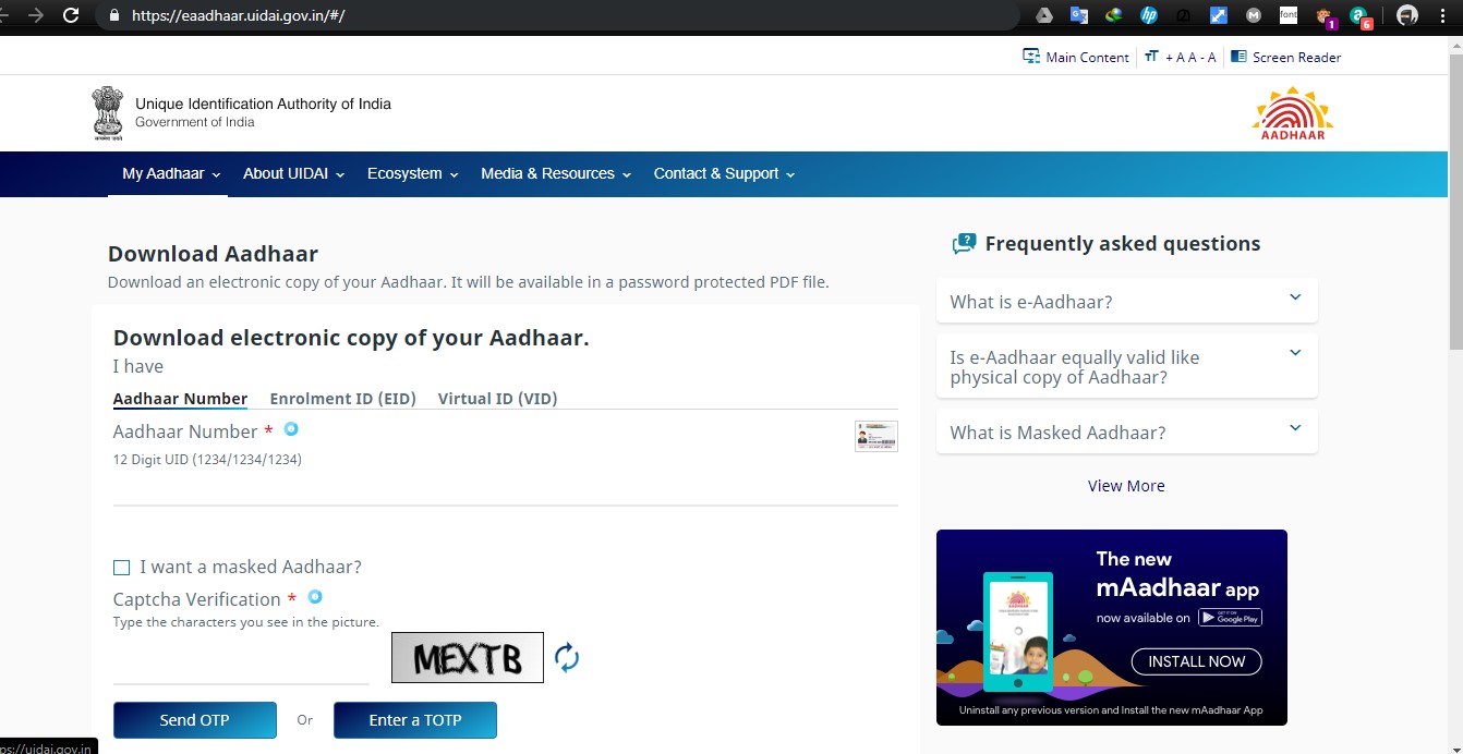 7] Click at'Send OTP' to get the one time password on your mobile ...
