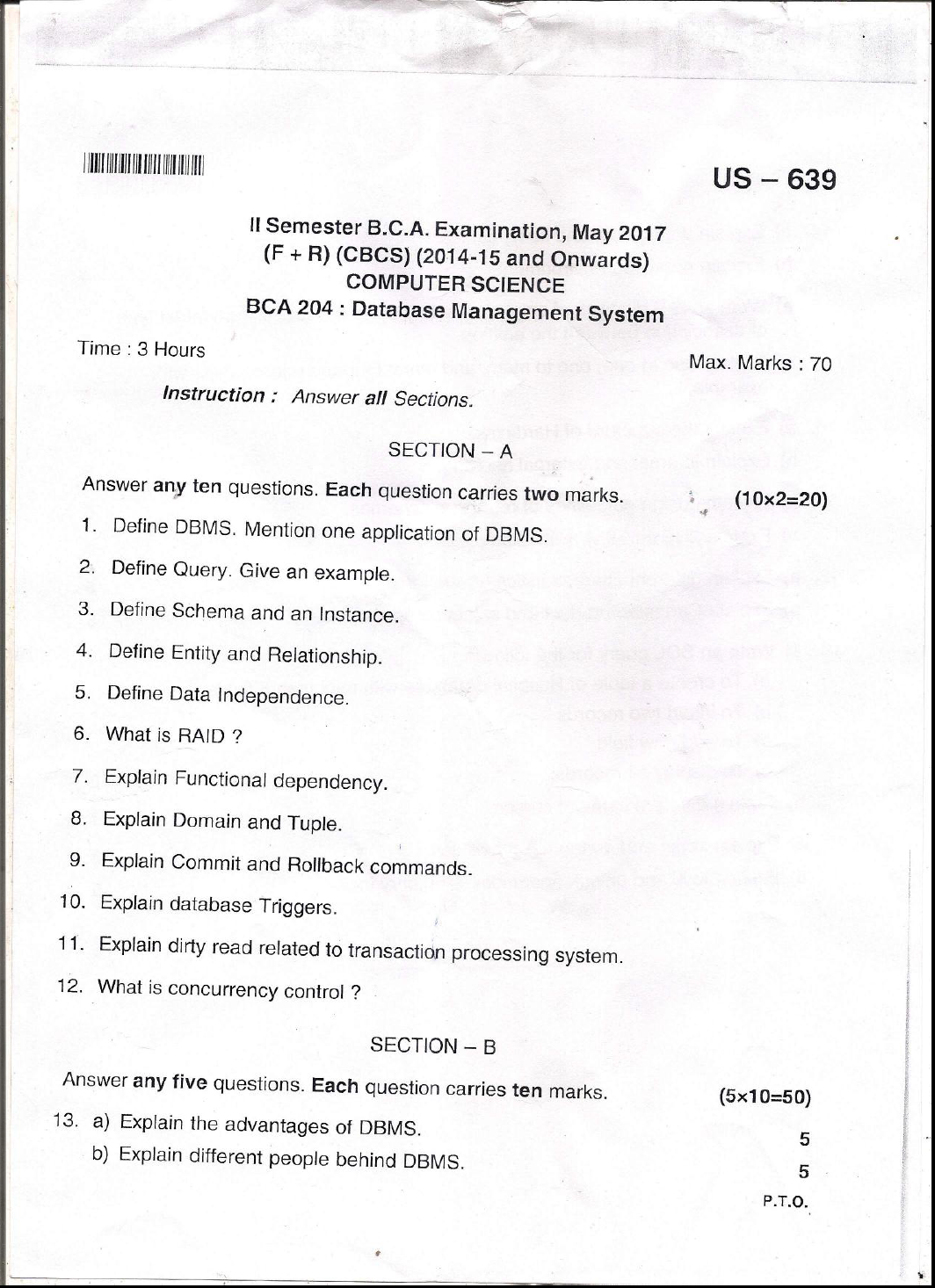 Bangalore University b.c.a. Computer Science Bca 204 : Database ...