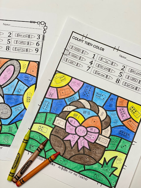 An Apple For The Teacher: Easter Subitizing Color By Number Worksheets