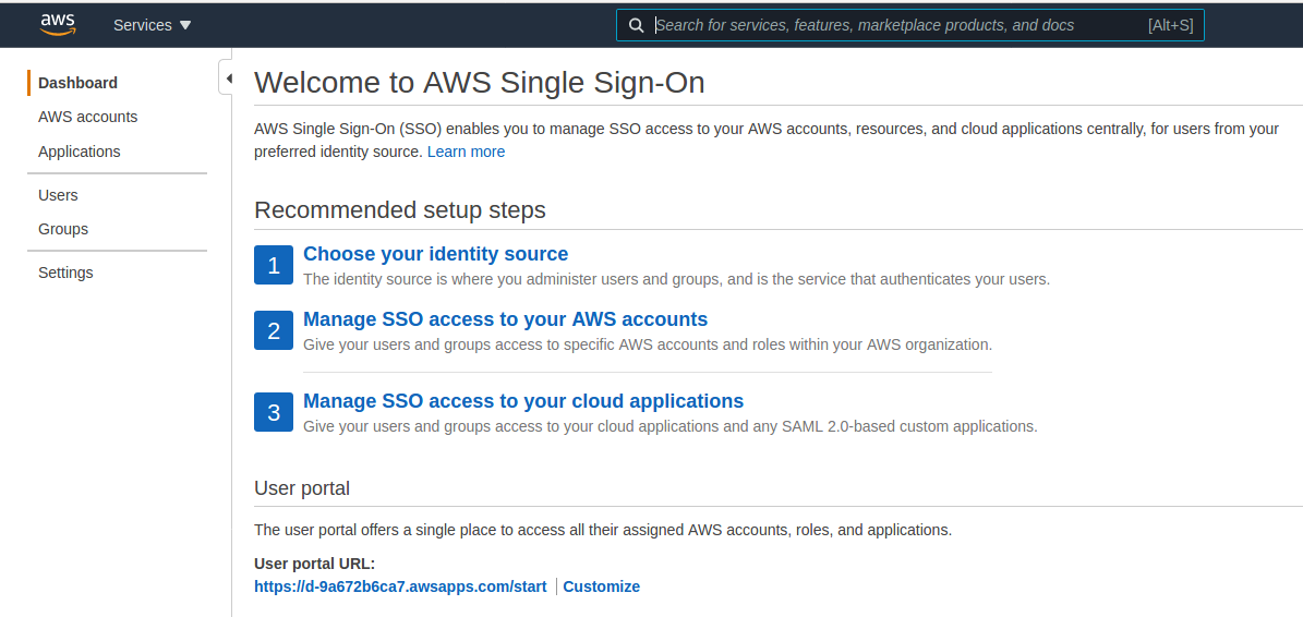 AWS Single Sign On Service