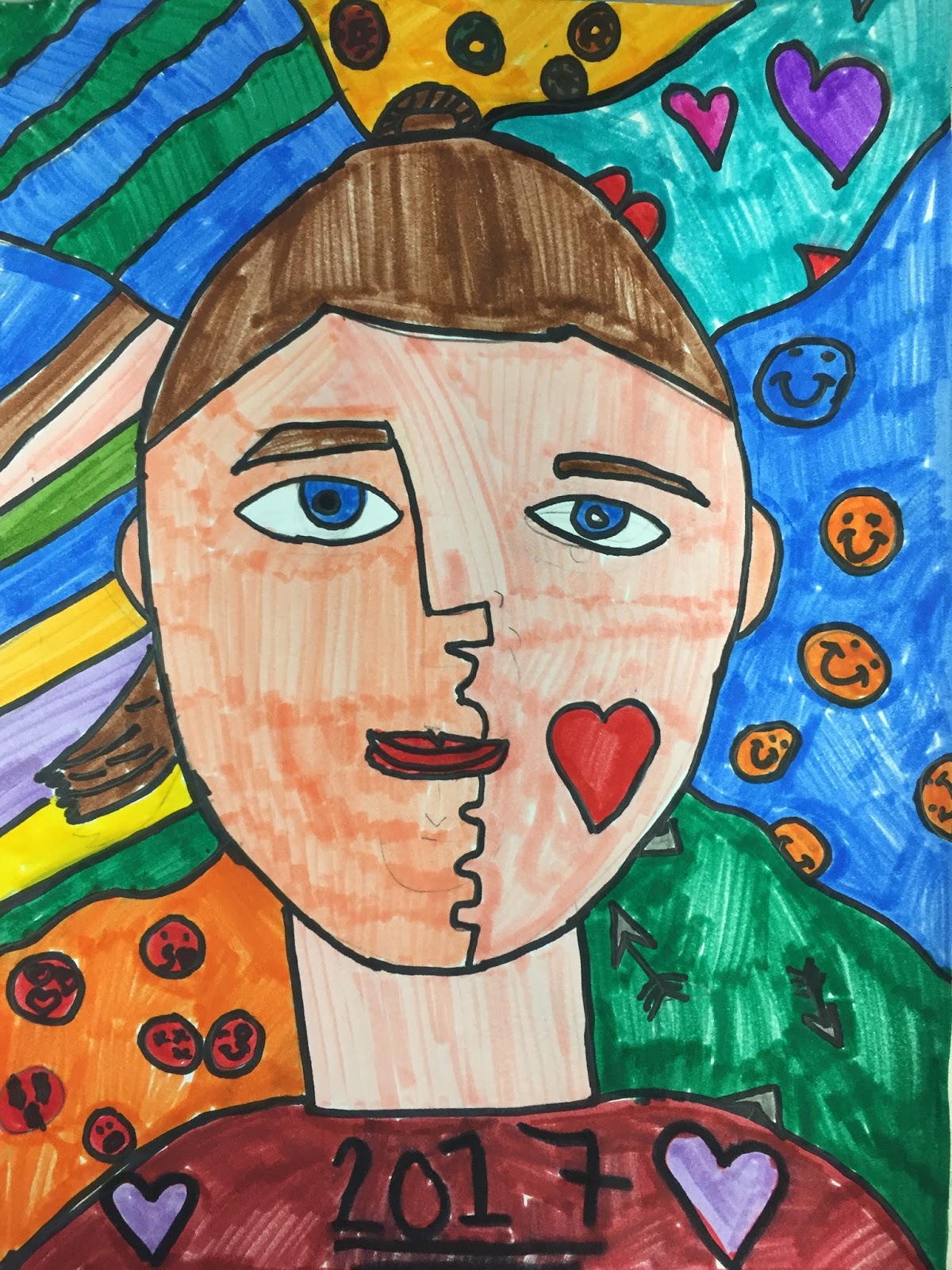 Elements of the Art Room: 4th & 5th Grade Romero Britto Self-Portraits