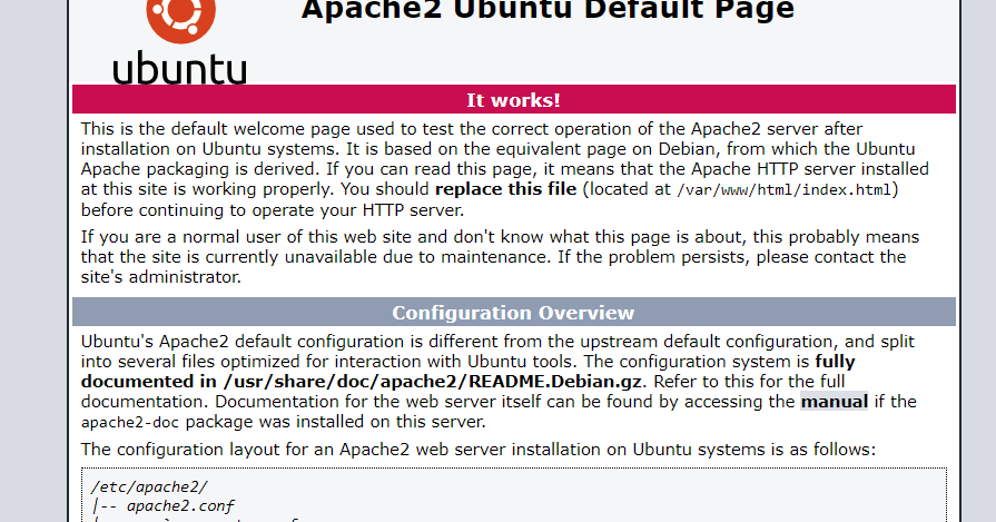 Apache2 Ubuntu Default Page! It works! If you webpage shows Apache ...