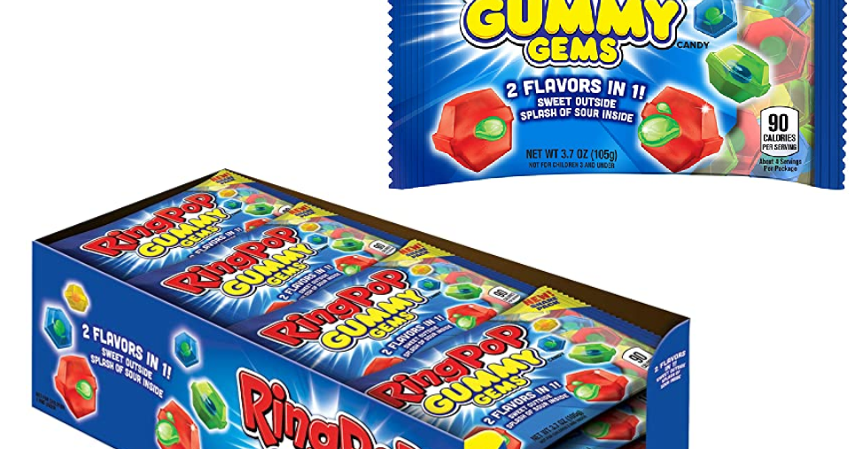 16 Bags of 3.7oz Ring Pop Gummy Gems Candy $12 (Reg $22) + Free ...