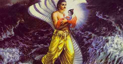 Story - Snake Adisesha Helping Vasudeva In Carrying Little Krishna from ...