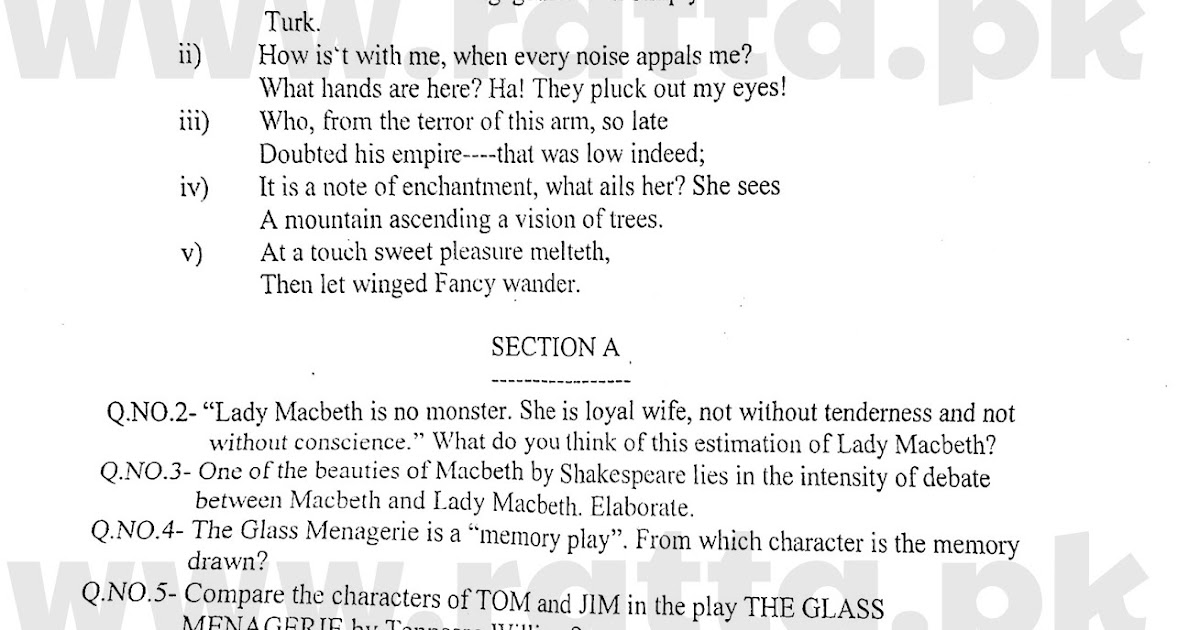 BA English Literature Past Paper 2018 - Ratta.pk