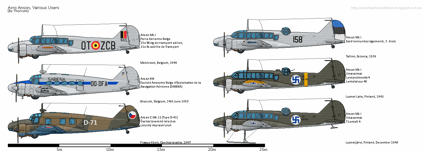 War Machines Drawn: Avro Anson, part six, some European Users