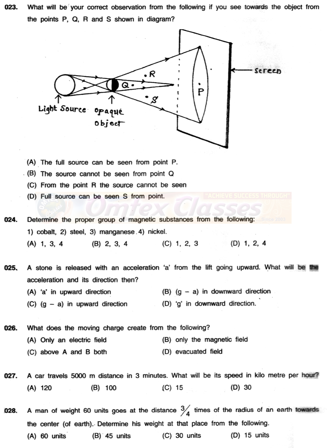 OMTEX CLASSES: Pre­Foundation / Homi Bhabha / Official Exam / 2016 ...