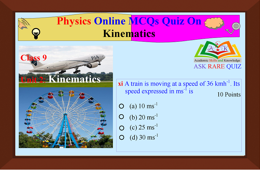 Solved MCQs With Verified Answers (Unit-2: Kinematics) Physics SSC - I ...