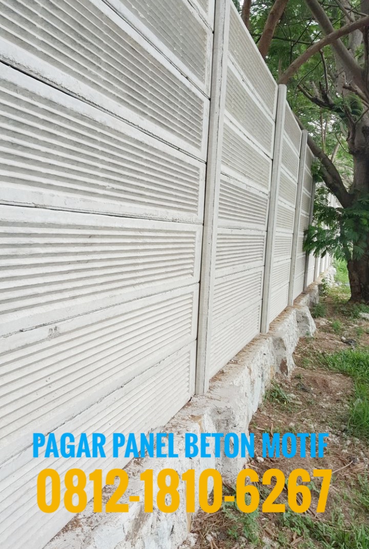 Pagar Panel Beton Motif Corak Bergaris Minimalis