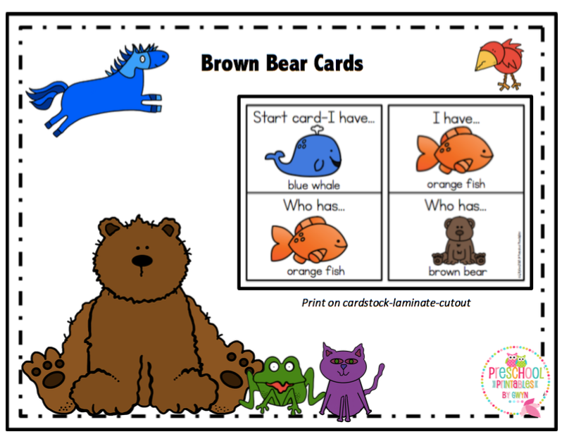 Free Brown Bear Cards - Google Drive ~ Preschool Printables