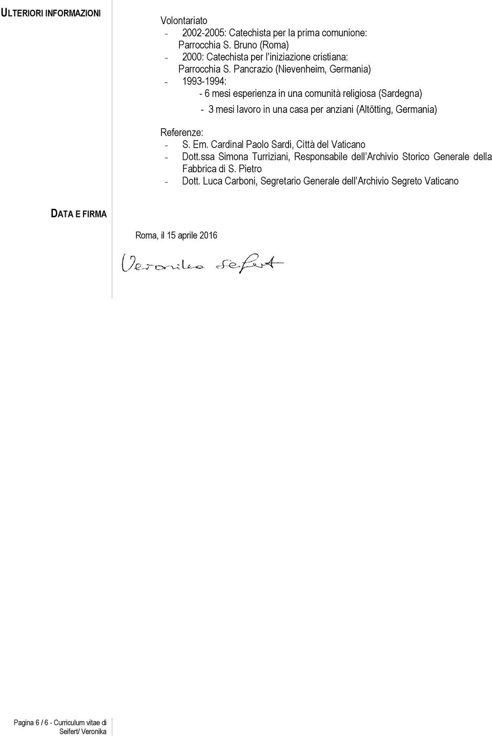 Curriculum Vitae Firma E Data - Birthday Letter