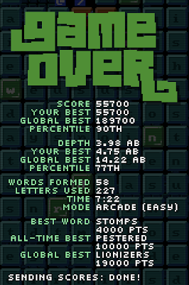 Bananagrammer: Lexcavator: A cool word-exploding arcade game