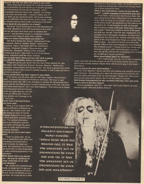 Euronymous 10 Lesserknown Music Artists Whose Stories